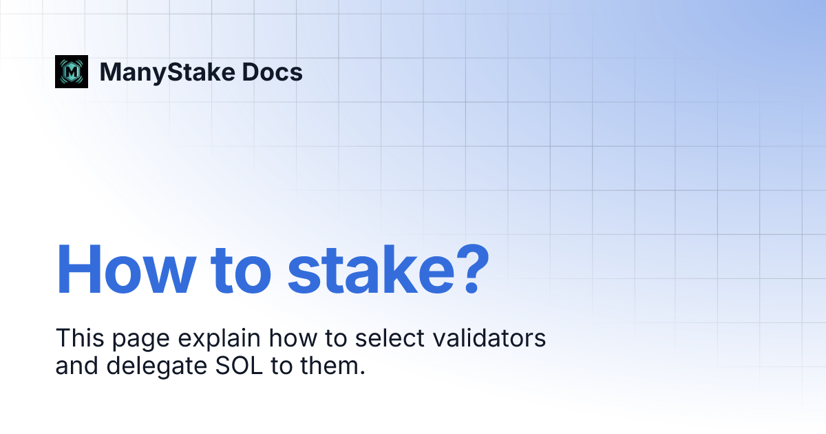 How to stake? | ManyStake Docs